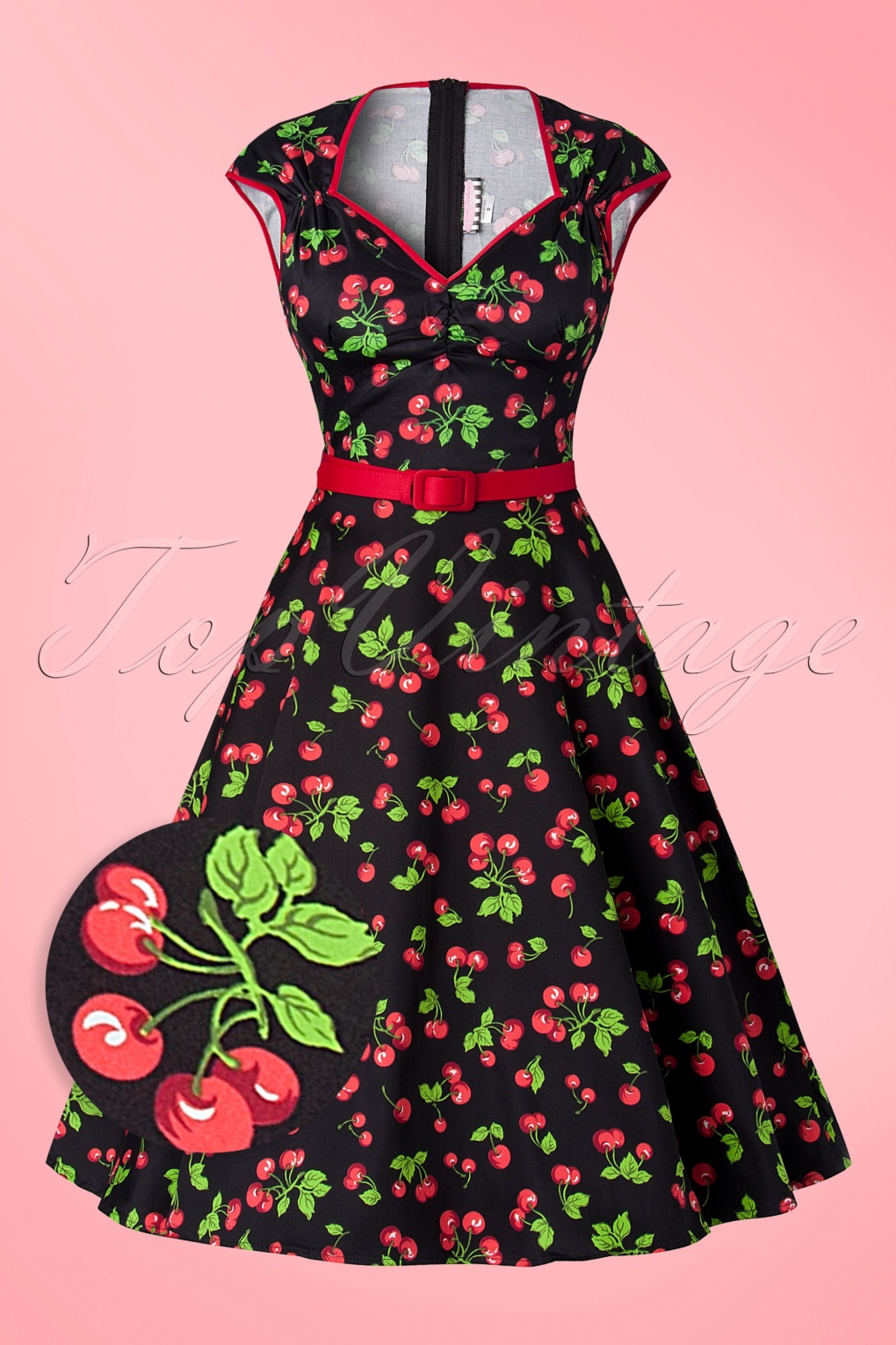 PINUP COUTURE retro Heidi Black Cherry Swing dress