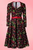 50s Heidi Black Cherry Long Sleeve Swing Dress