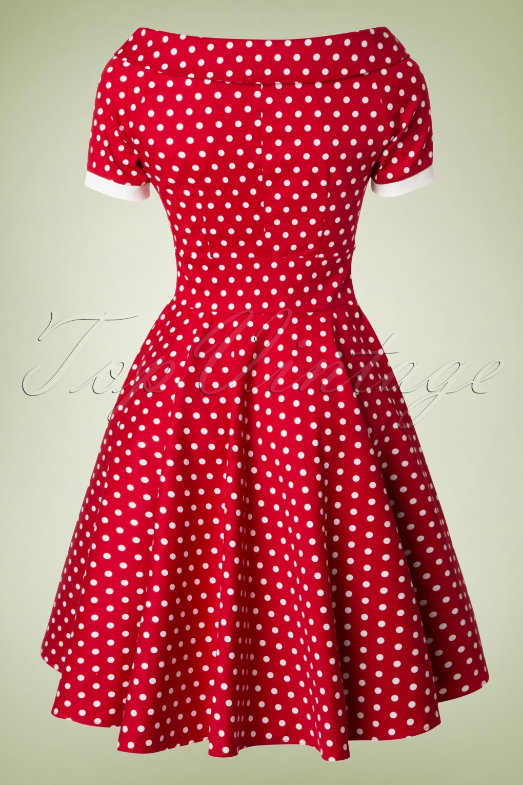 50s Darlene Polkadot Swing Dress In Red