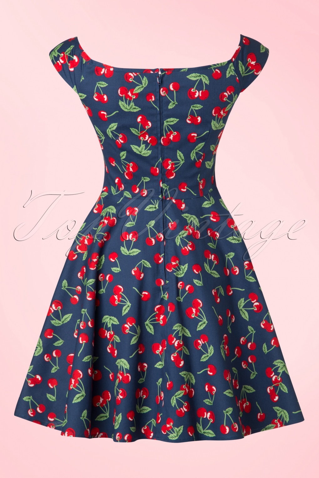 50s April Cherry Mini Dress in Midnight Blue
