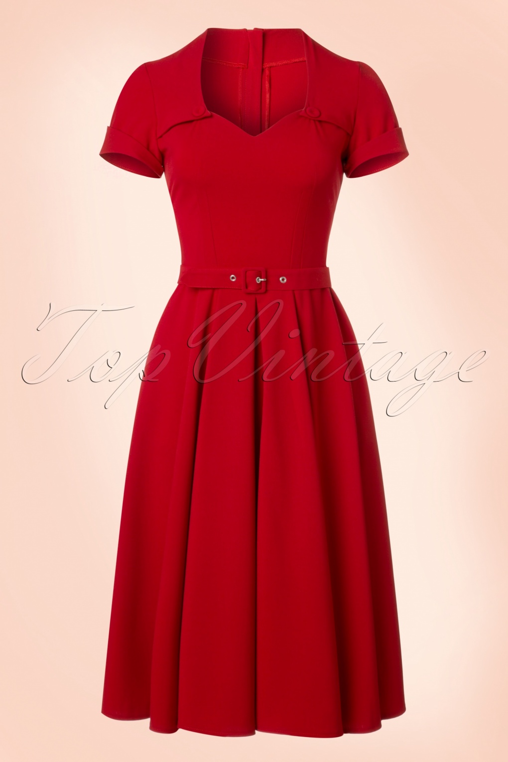 Miss Candyfloss Stella Rose swingjurk in lippenstiftrood | Shop bij ...