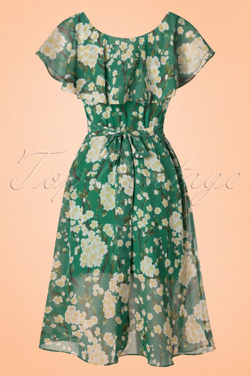 50s Agatha Floral Swing Dress in Green