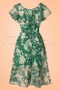50s Agatha Floral Swing Dress in Green