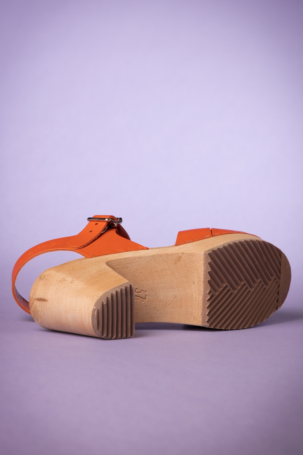 60s Loretta Leather Clogs in Orange