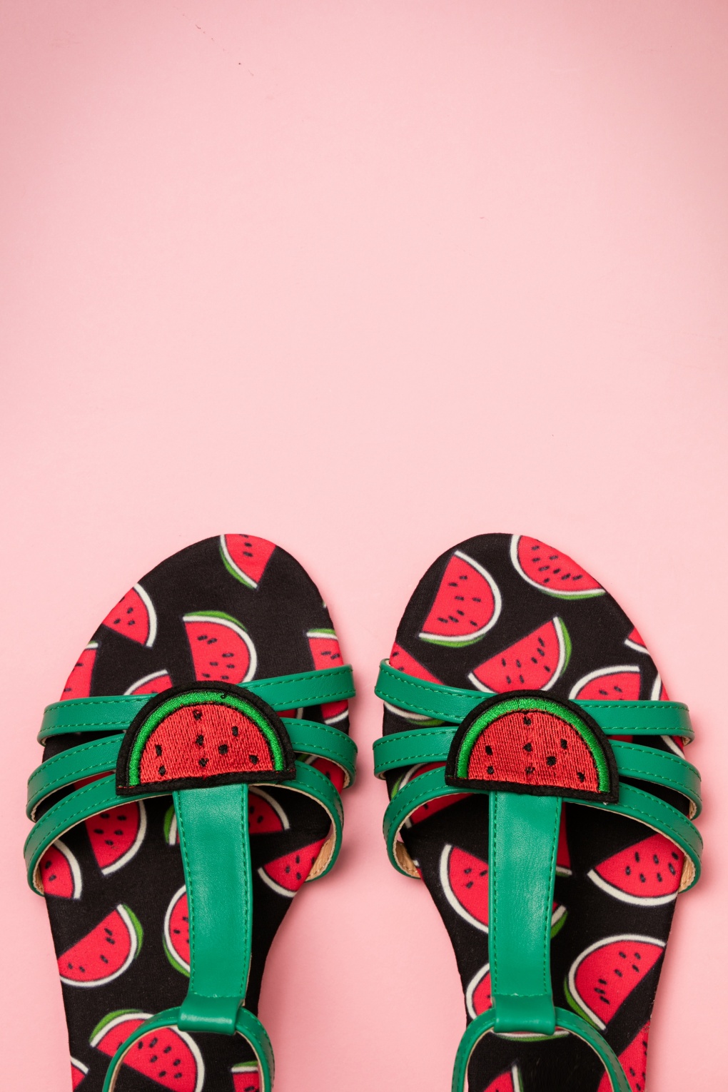 60s Lottie Watermelon Sandals in Green