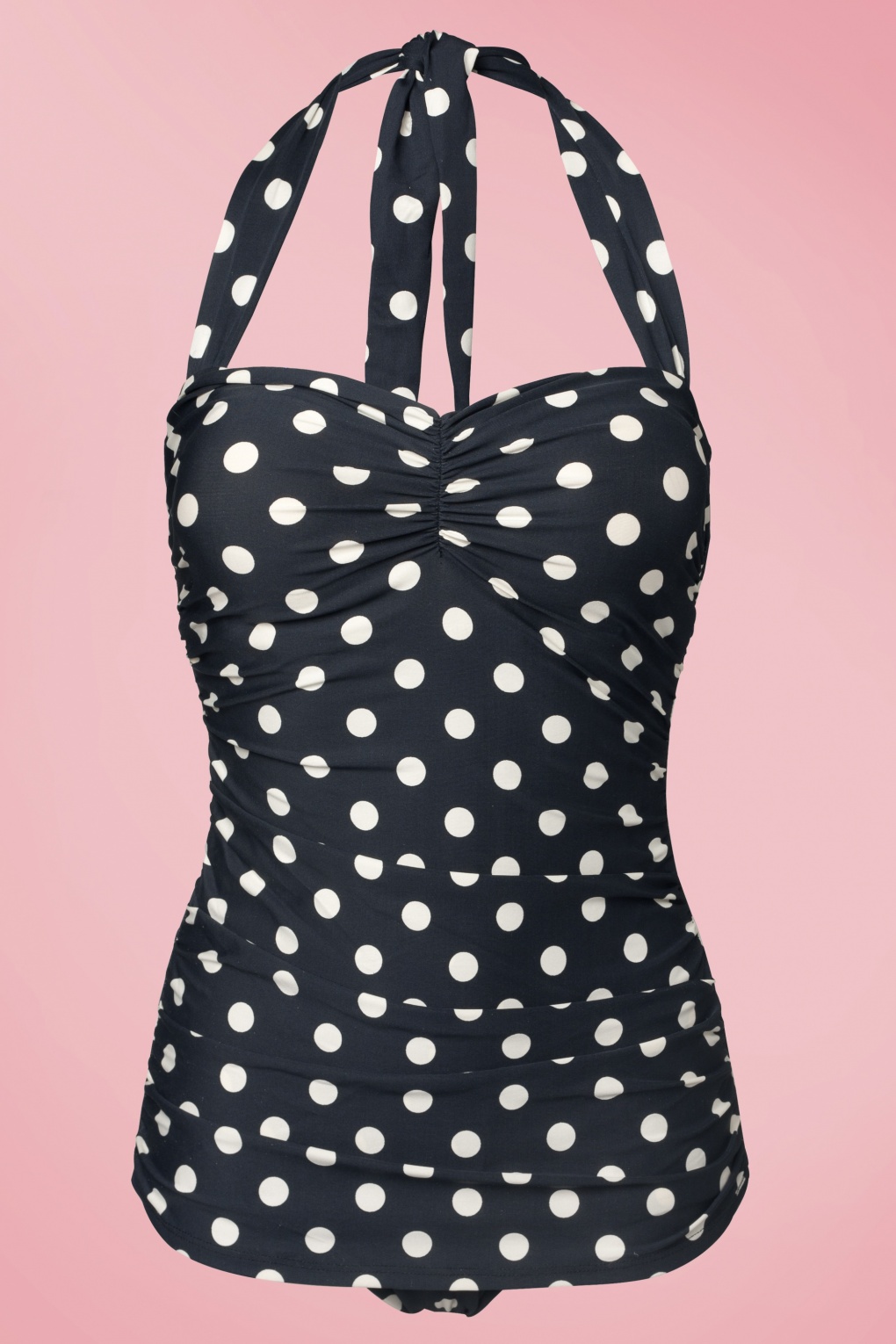 50s Classic Polkadot One Piece Swimsuit In Black And White