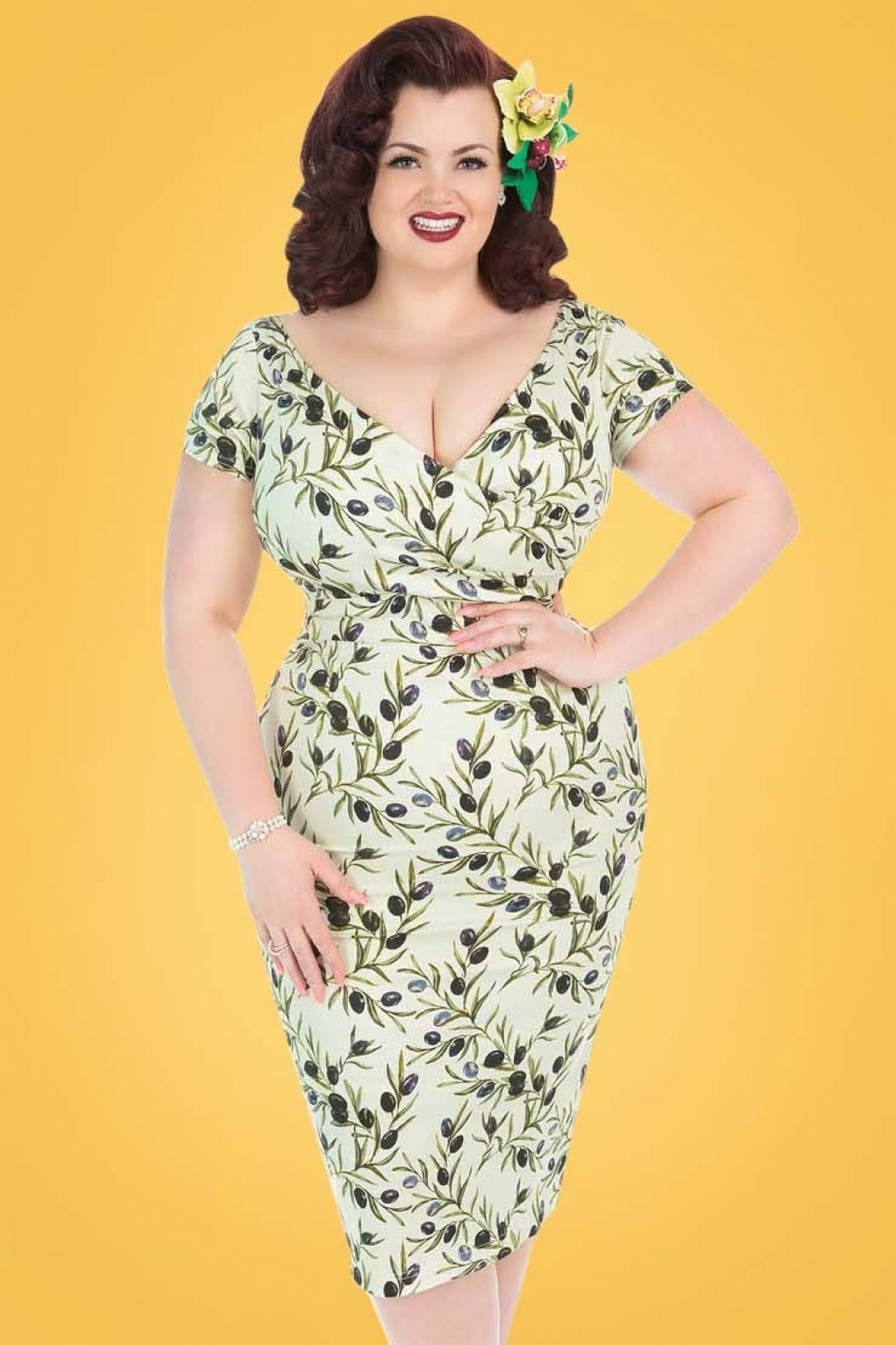 Lady Voluptuous by Lady Vintage Ursula Olives Pencil Dress Années 50 en ...