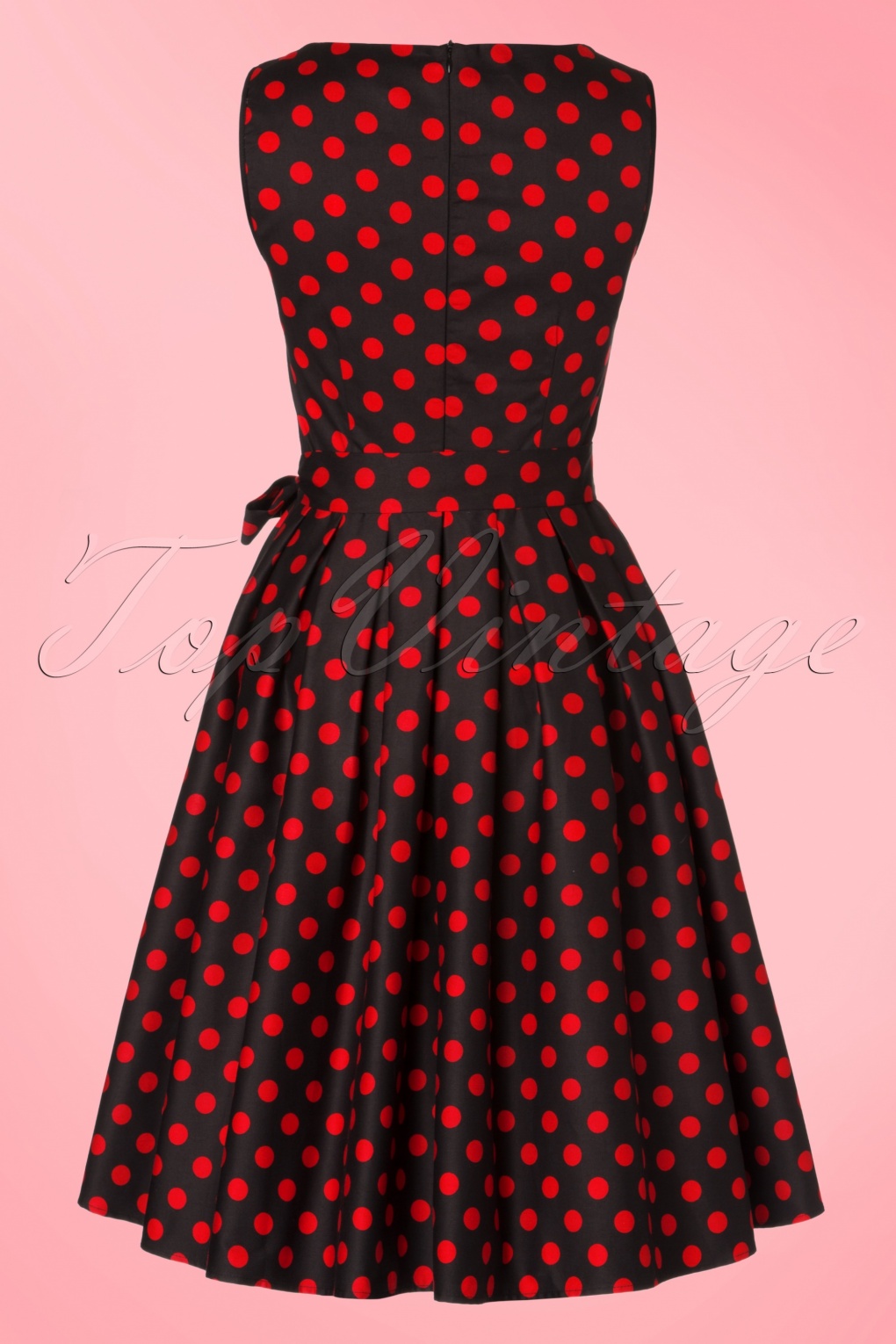 Elizabeth Polkadot Swing Dress Années 50 En Noir Et Rouge
