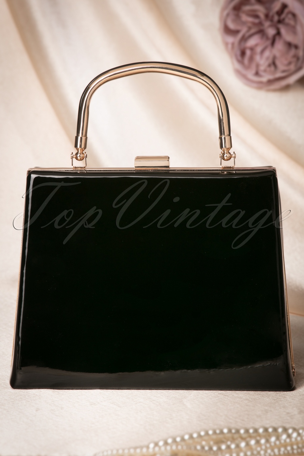 La Parisienne Leona Laquer Lock Bag Années 50 en Noir | Acheter chez ...