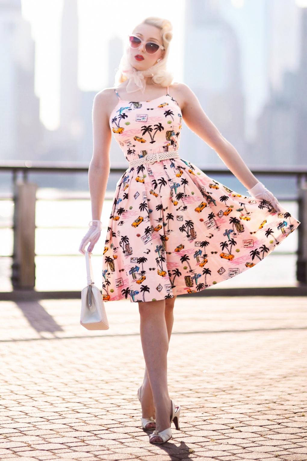 50s Marlene Miami Swing Dress in Light Pink