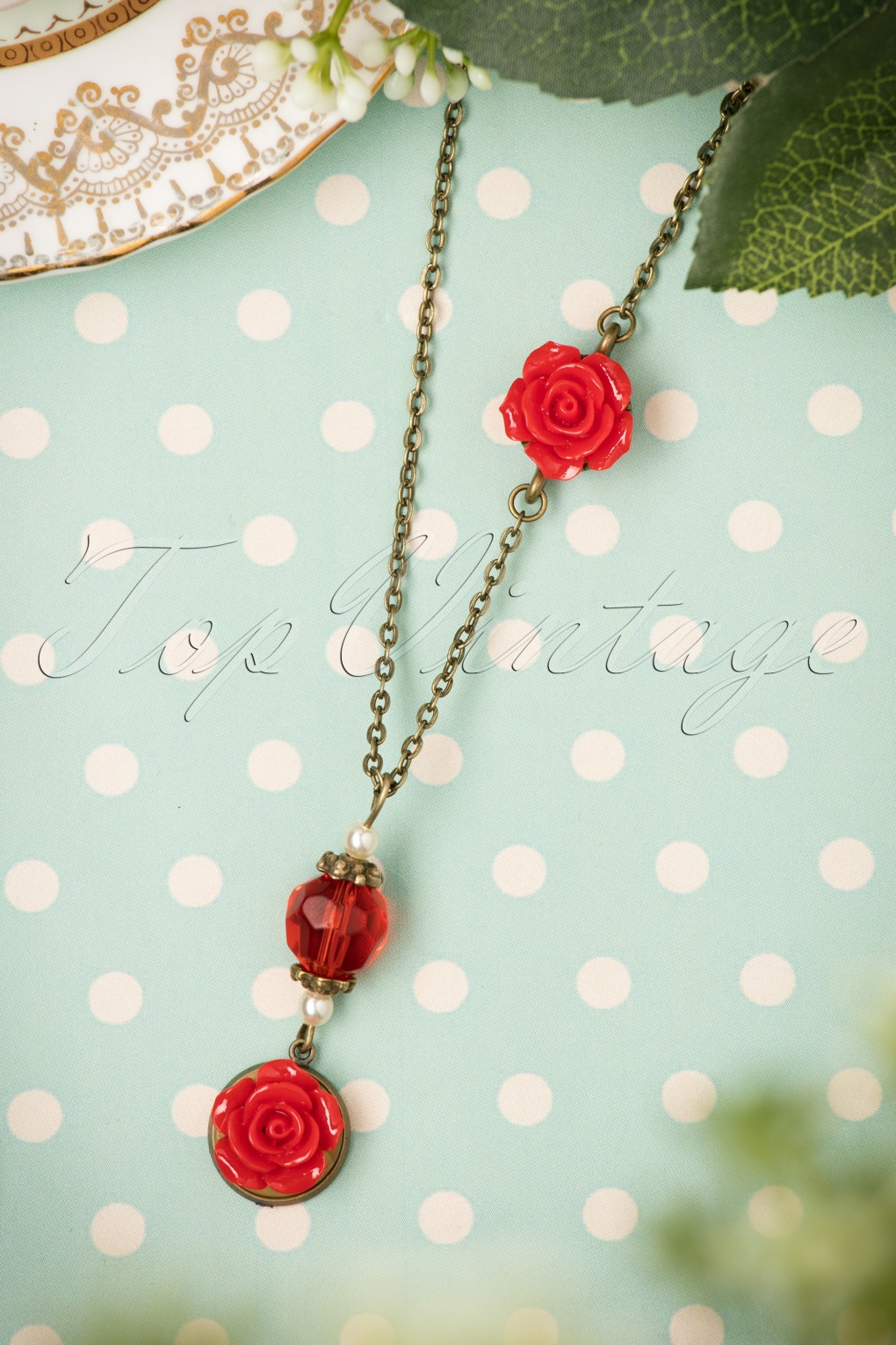 40s I Love My Red Roses Necklace