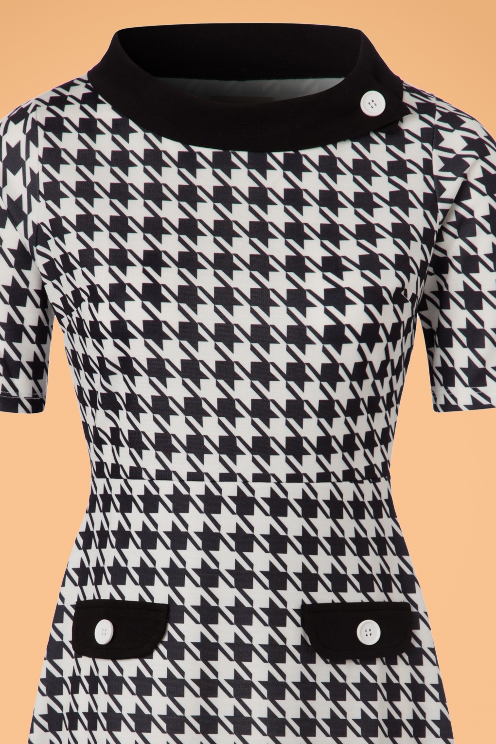 60s Monica Houndstooth Dress in Black and White