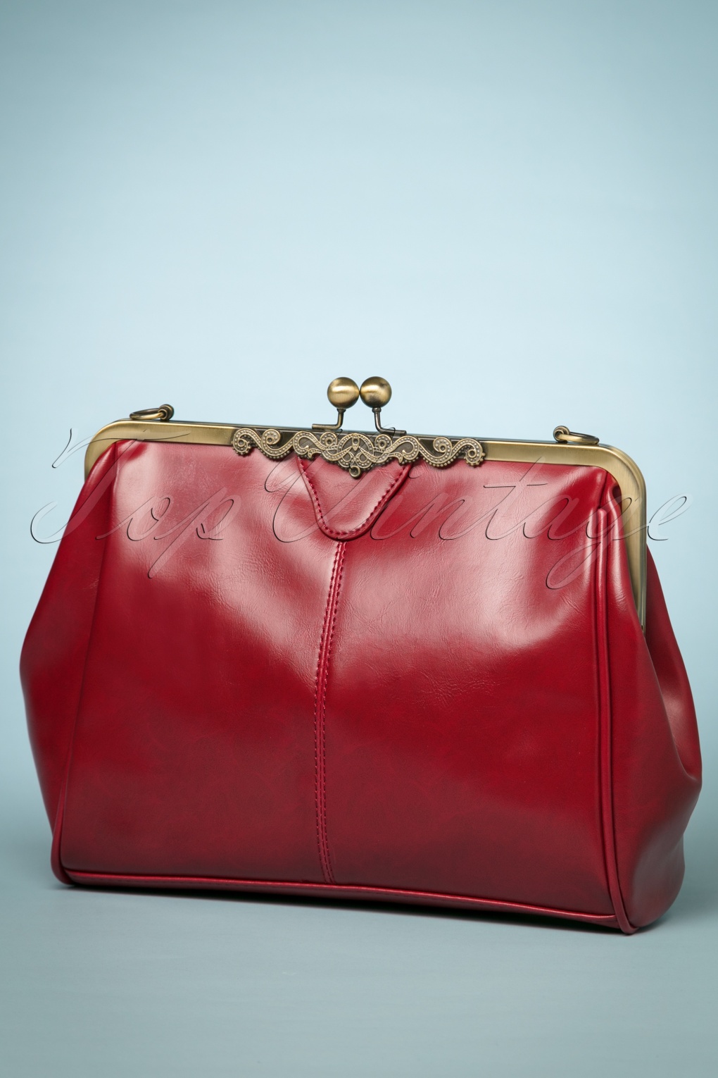 20s Vintage Frame Kisslock Clasp Bag in Red