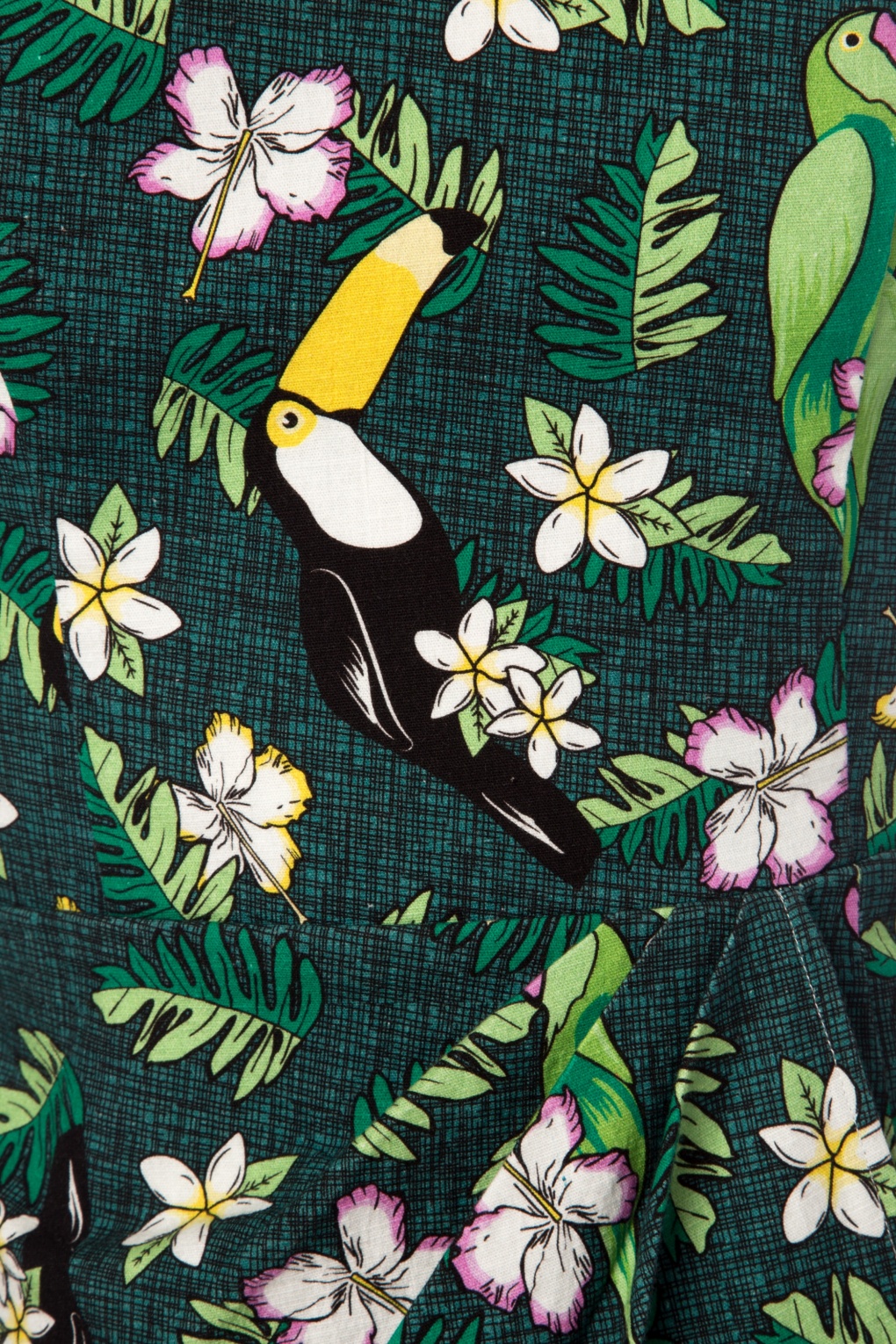 50s Mahina Tropical Bird Sarong Dress in Green