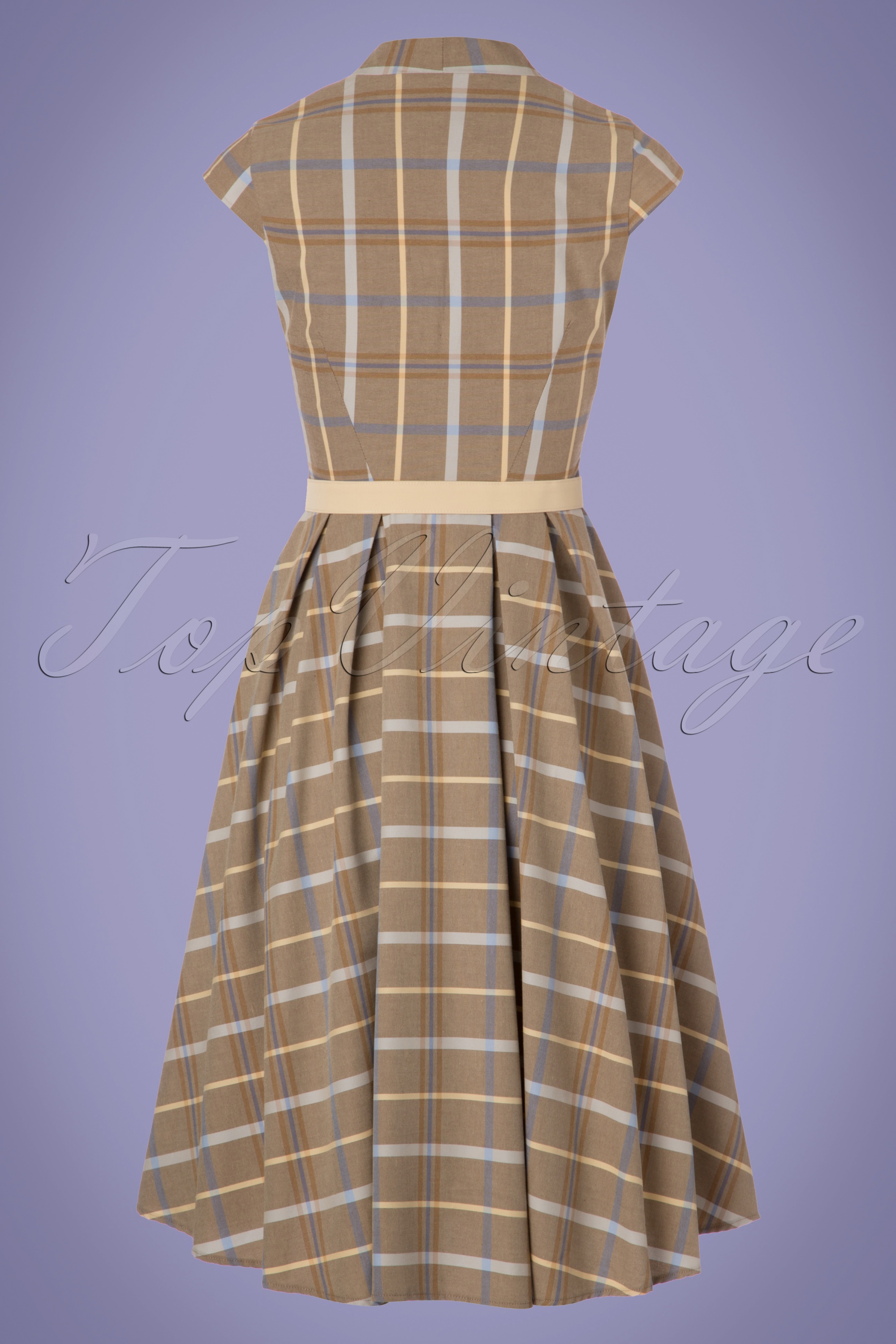 Miss Candyfloss 50s Romina Sandy Swing Dress in Tartan Yellow | Topvintage