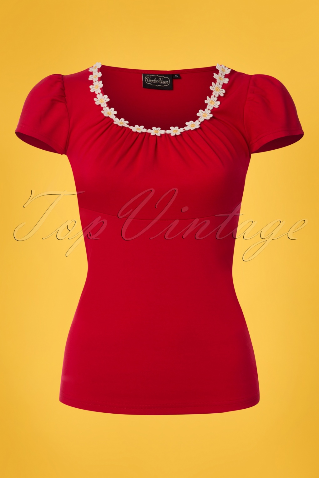 50s Debbie Daisy Top in Red