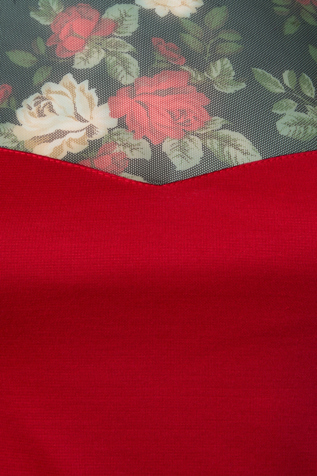 50s Miss Fancy Roses Top in Red