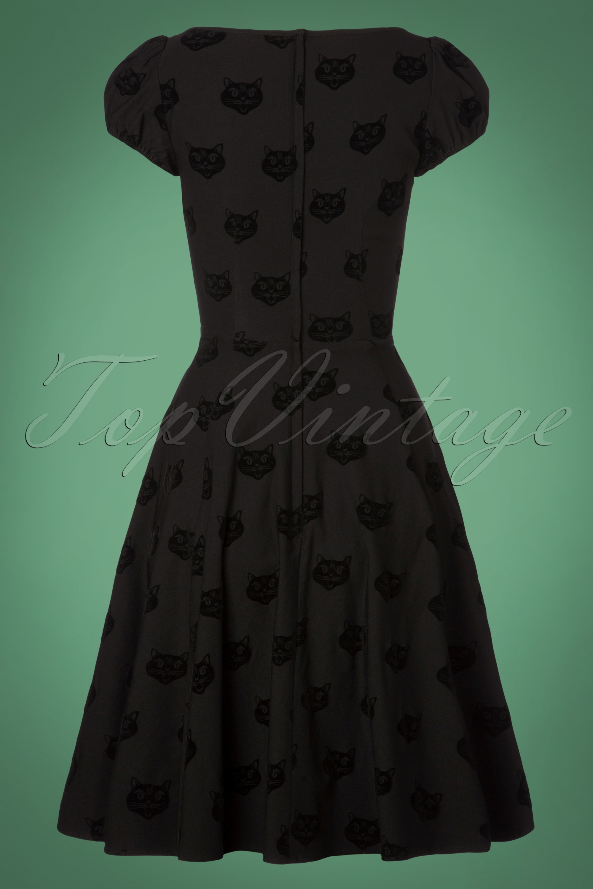 Collectif Clothing 50s Mimi Velvet Cat Doll Dress in Black | Shop at ...