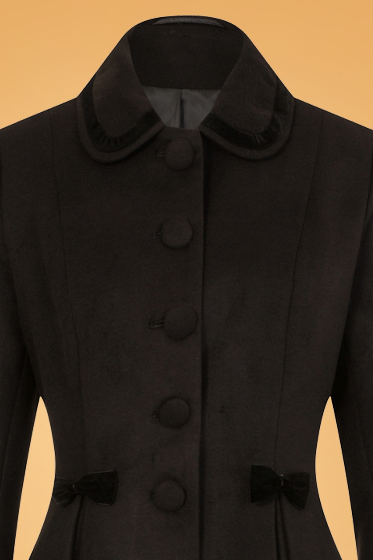 Bunny 50s Olivia Bow Coat in Black | Topvintage