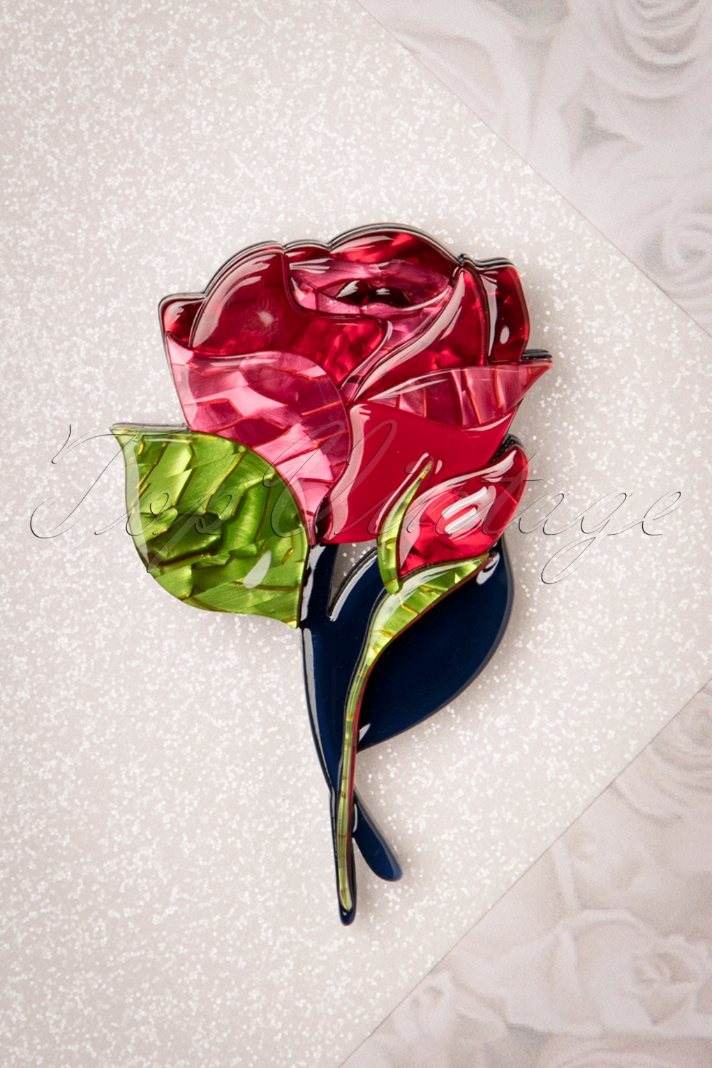 60s Budding Romance Rose Brooch