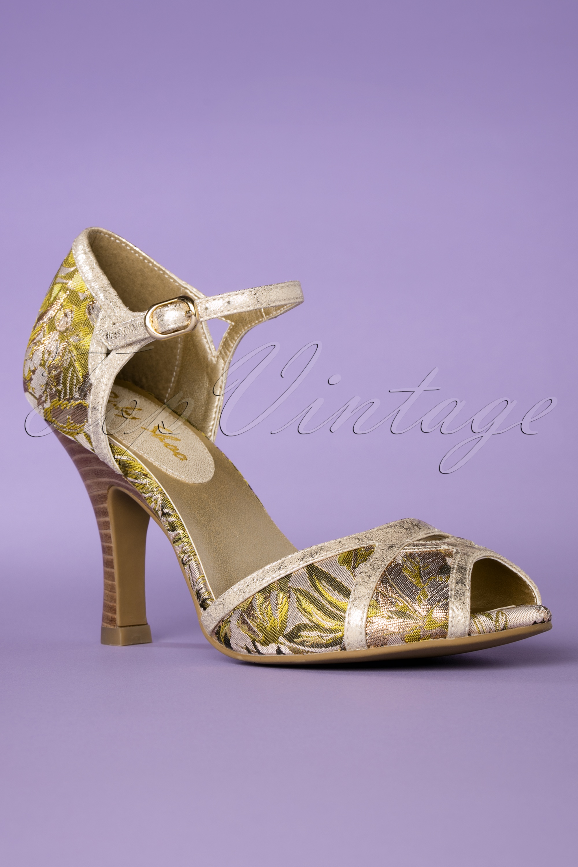 Ruby Shoo Eliza Peeptoe Grün in Gold | Einkaufen bei Topvintage