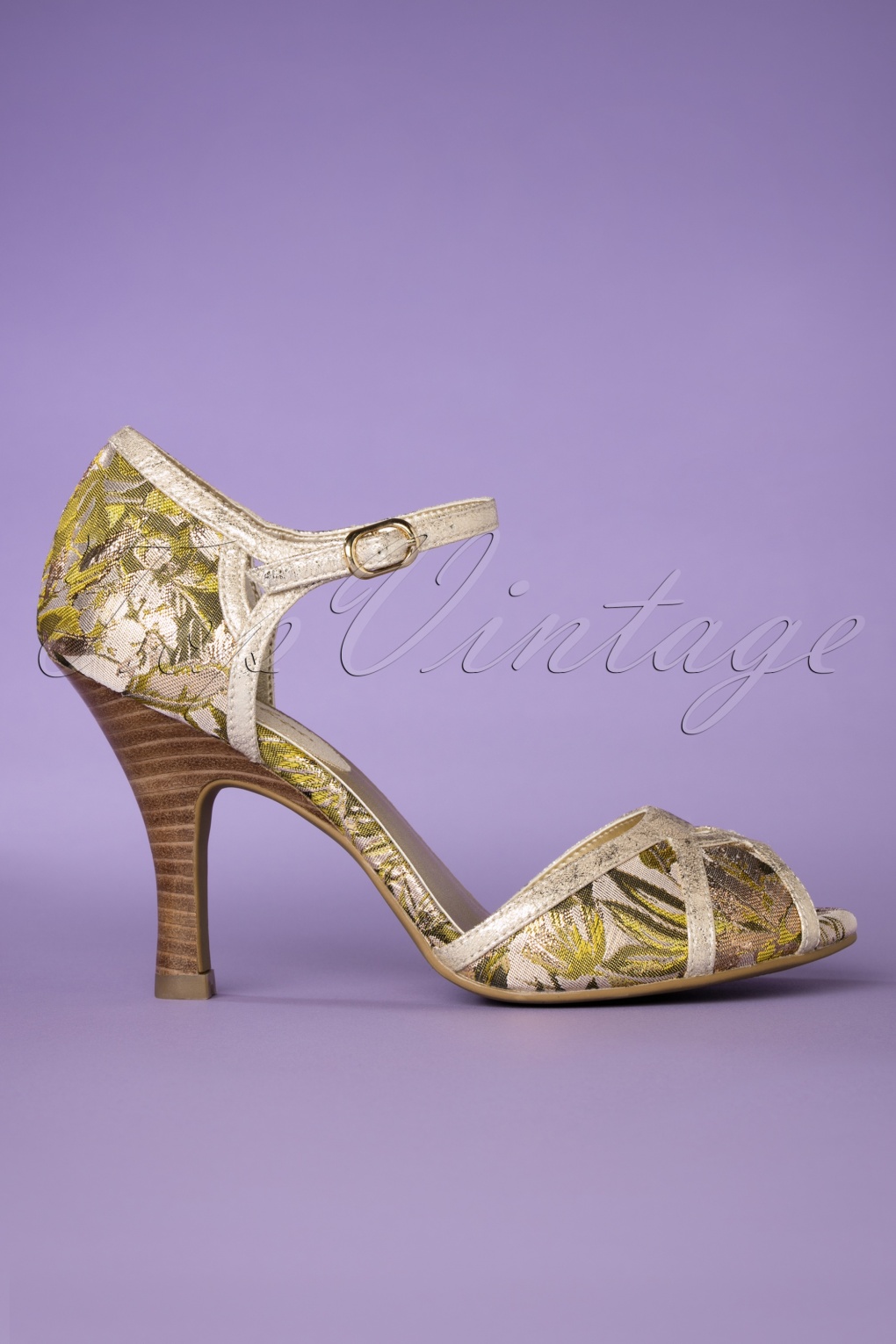 50s Eliza Peeptoe Green in Gold