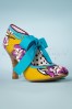 50s Willow Floral Pumps in Aqua and Mustard
