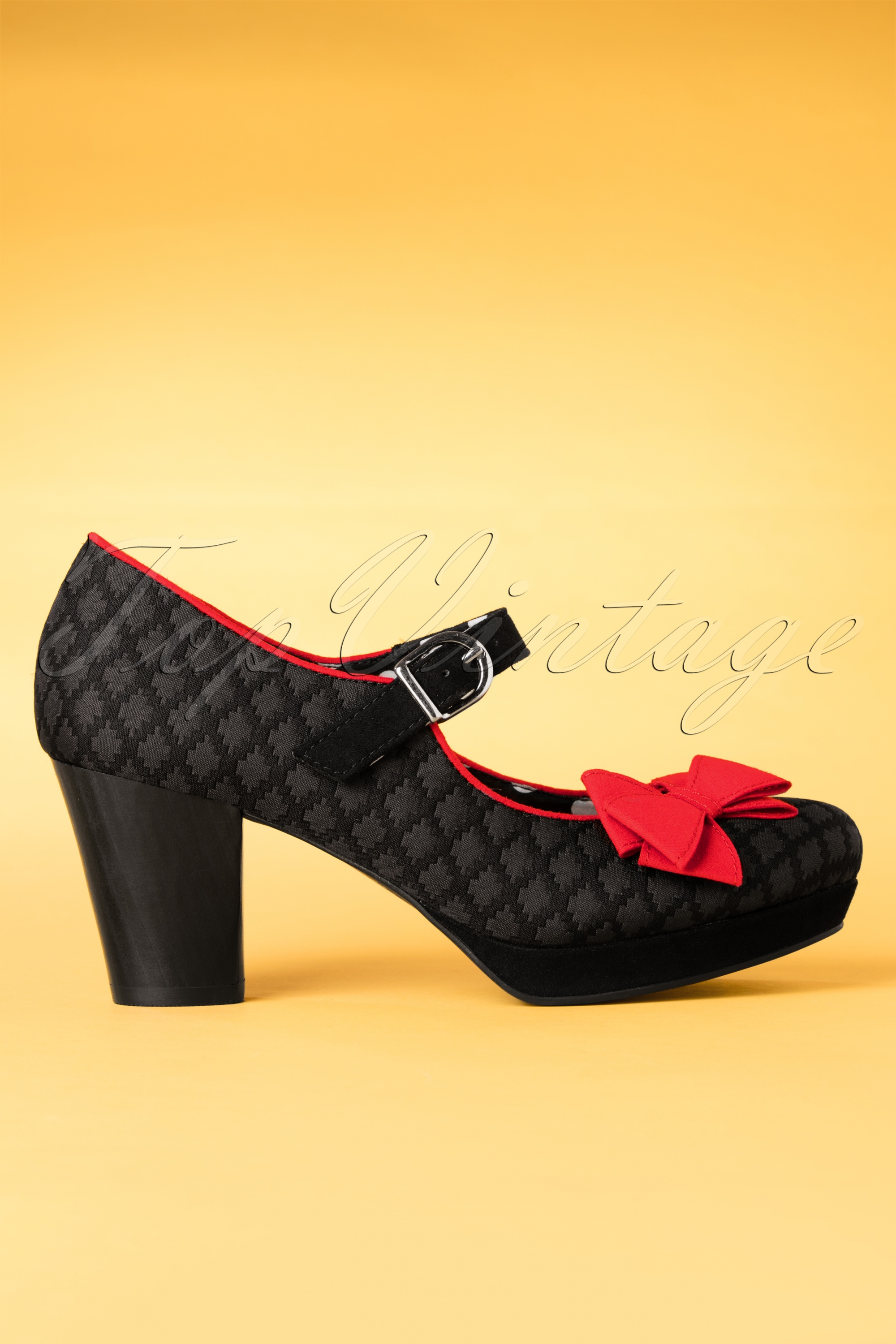 Ruby Shoo 60s Crystal Pumps in Black and Red | Shop at Topvintage