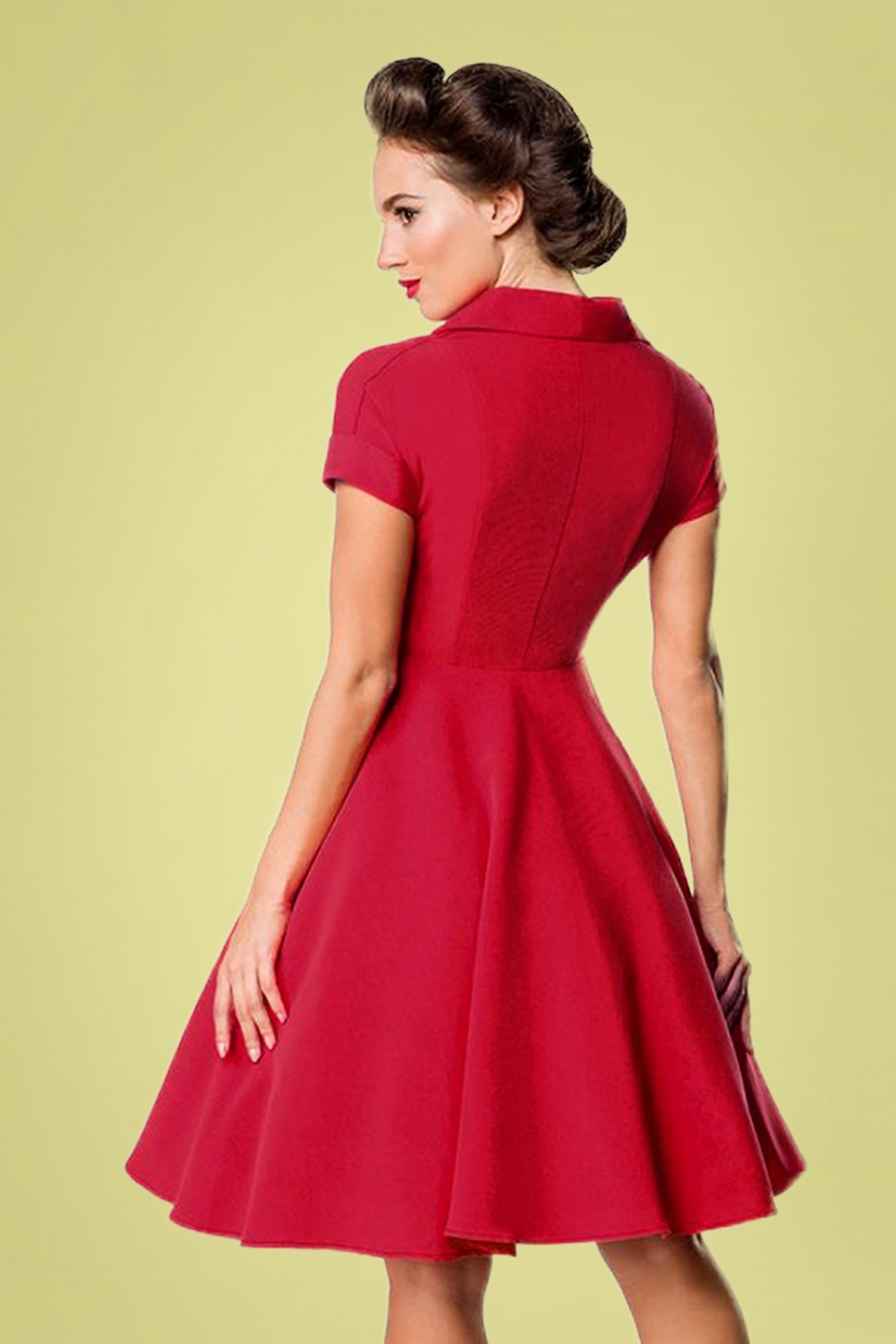 40s Valencia Swing Dress in Deep Red