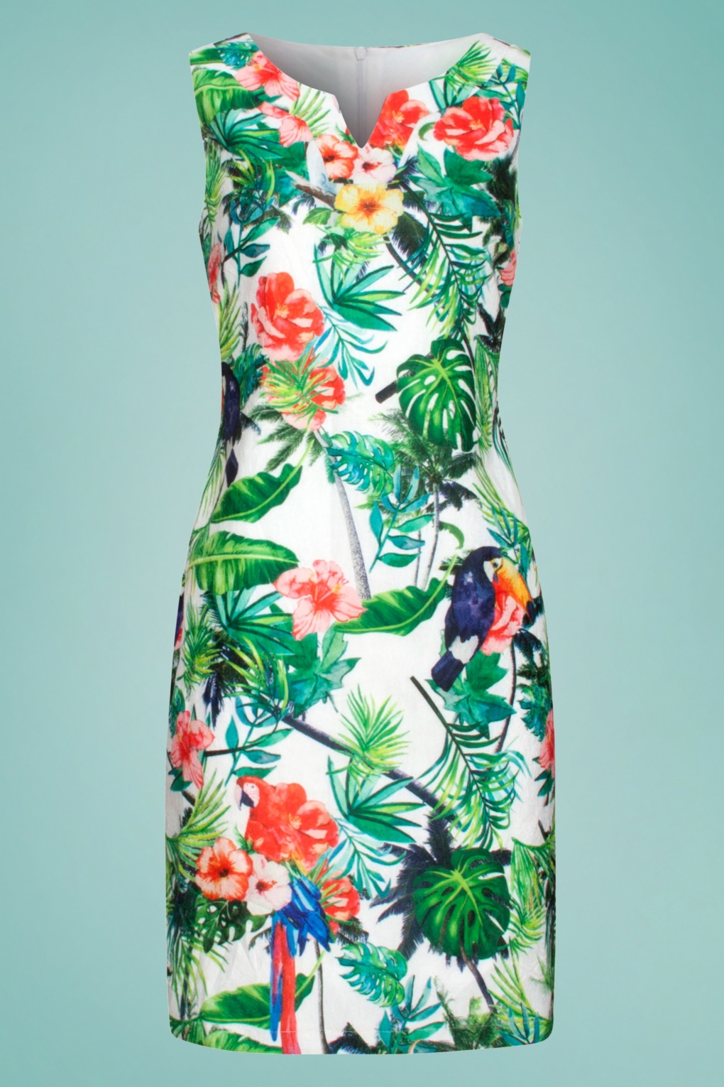 60s Alica Parrot Dress in White