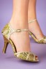 50s Eliza Peeptoe Green in Gold