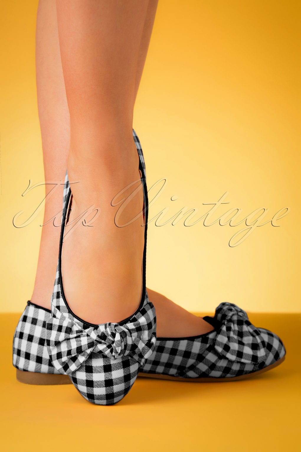 Lulu Hun Naomi Gingham-flats in zwart en wit | Shop bij Topvintage