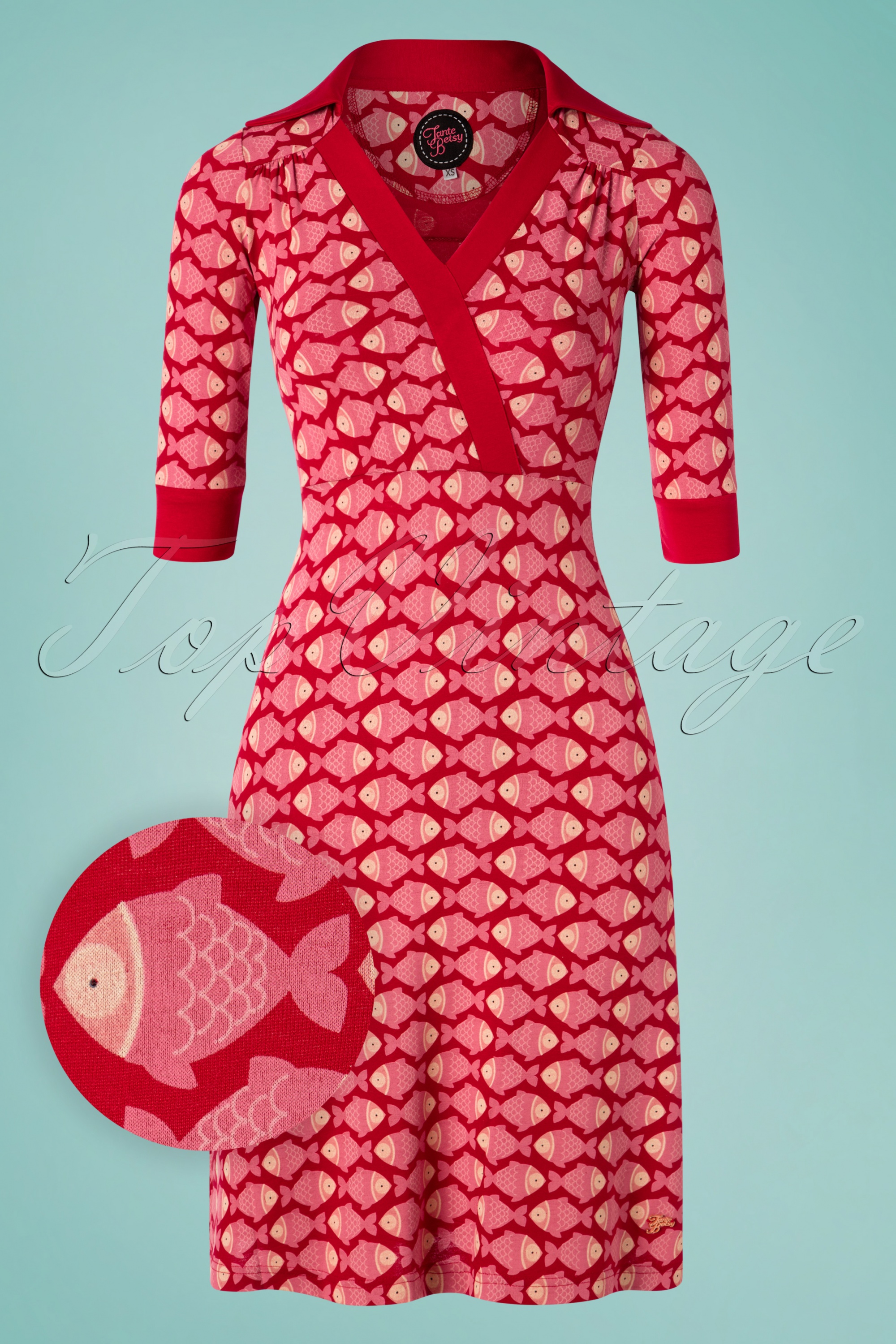 Tante Betsy Zoe Fish-jurk in rood | Shop bij Topvintage
