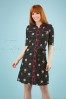 60s Betsy Daisy Dot Dress in Black