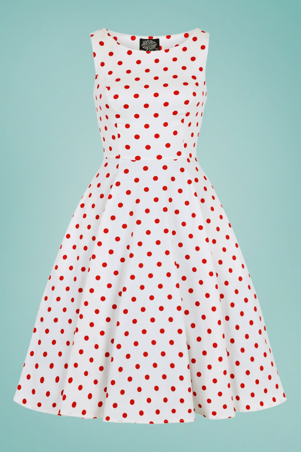 50s Cindy Polkadot Swing Dress In White And Red
