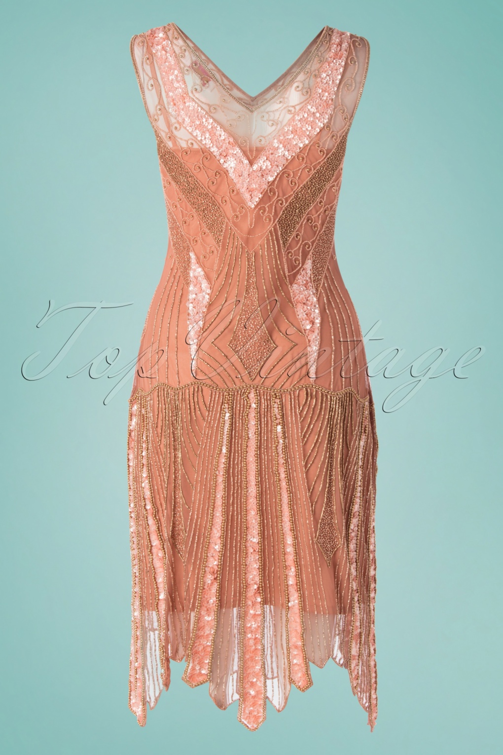 20s Renee Flapper Dress in Rose Gold