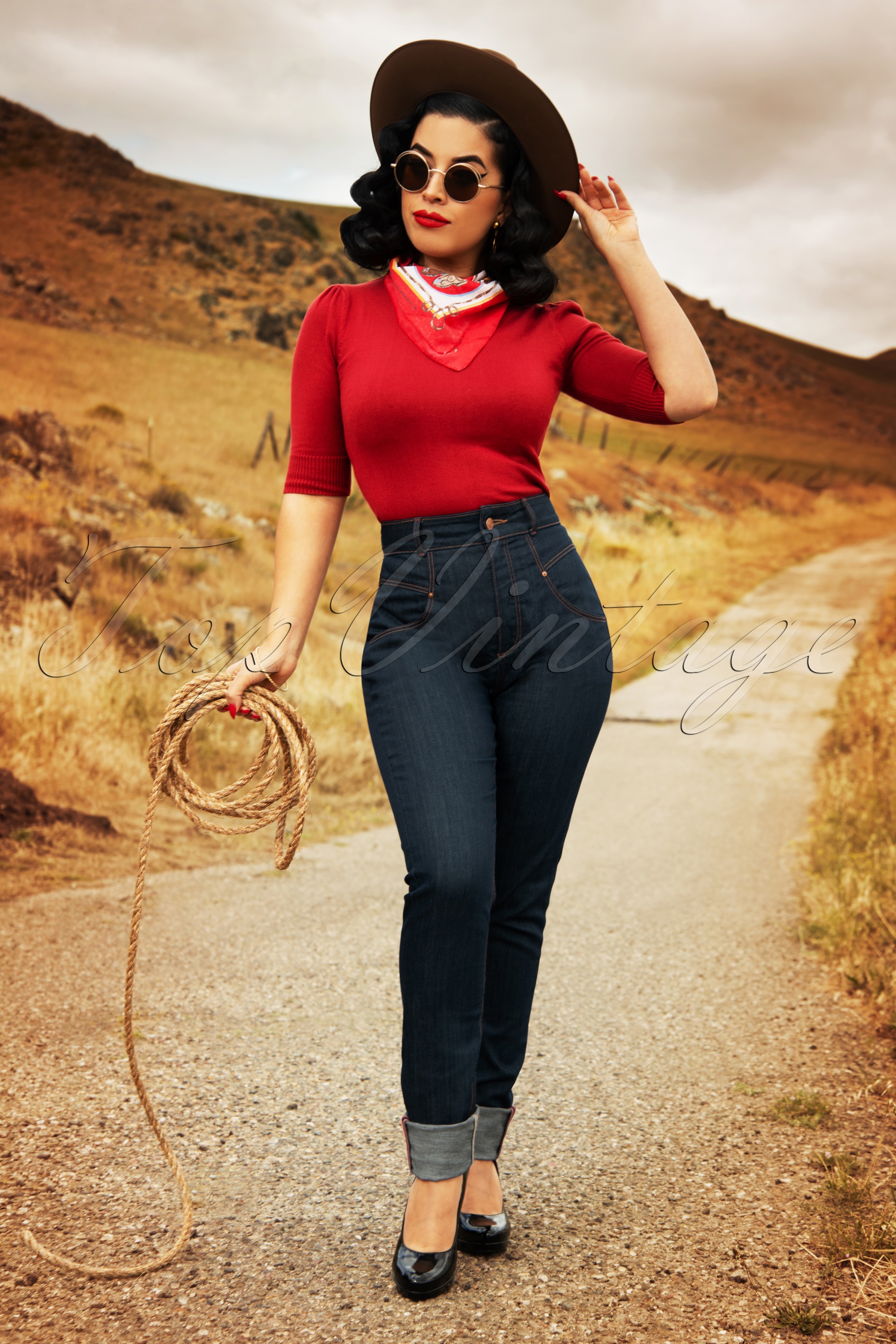 Rock-a-Booty 50s Ruth Skinny Jeans in Classy Blue | Shop at Topvintage