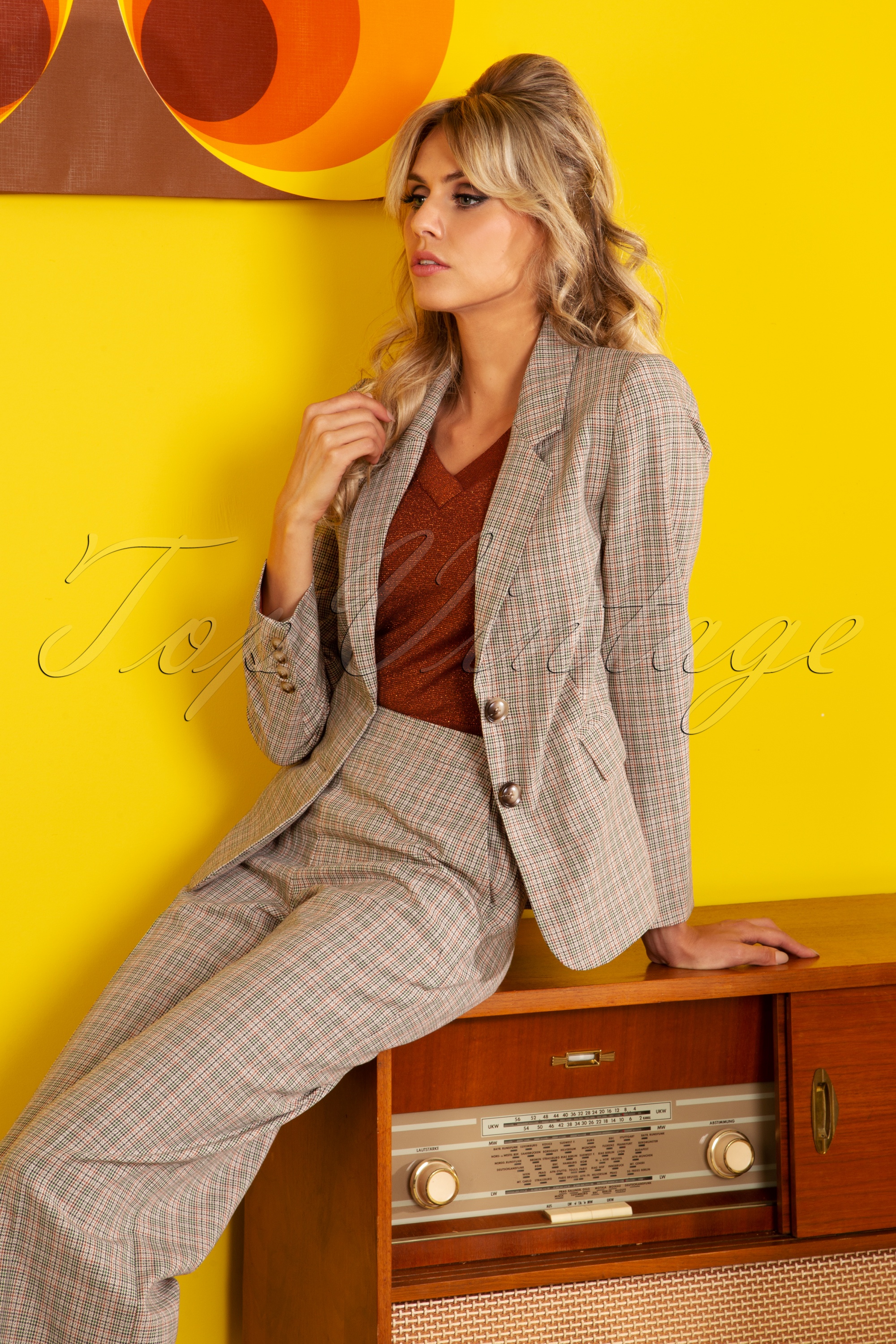 King Louie Daisy Connery-blazer in beige | Shop bij Topvintage