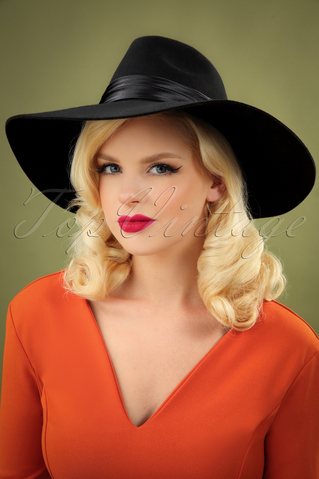 50s Kelly Wool Fedora Hat in Black