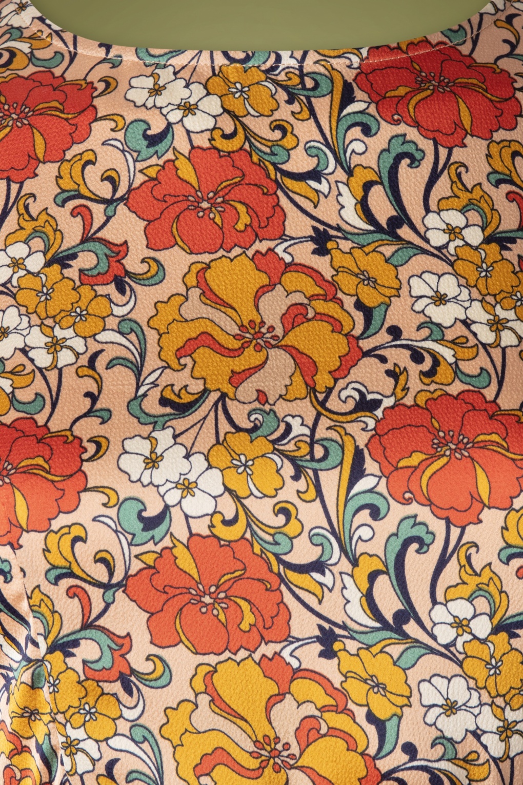 70s Moodless Floral Dress in Beige