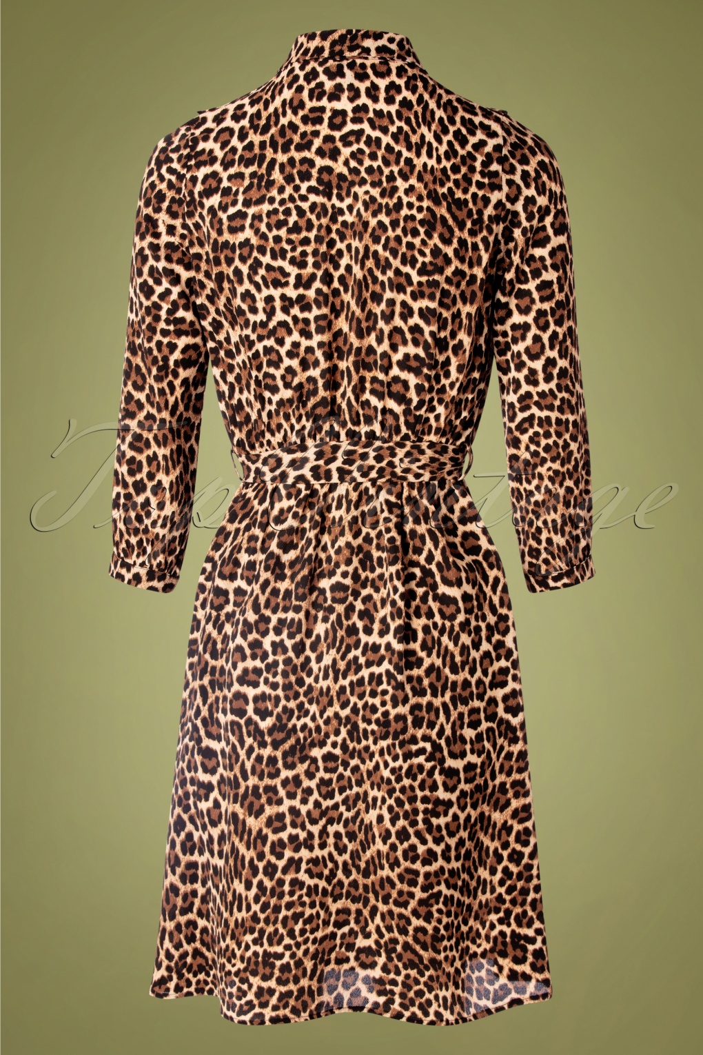 60s Dancing to Vinyls Dress in Leopard Brown