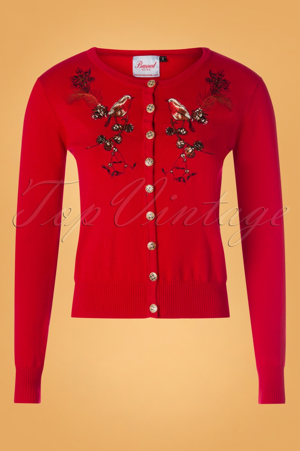 Banned Retro Rocking Robin Cardigan Années 50 en Rouge Foncé | Acheter ...