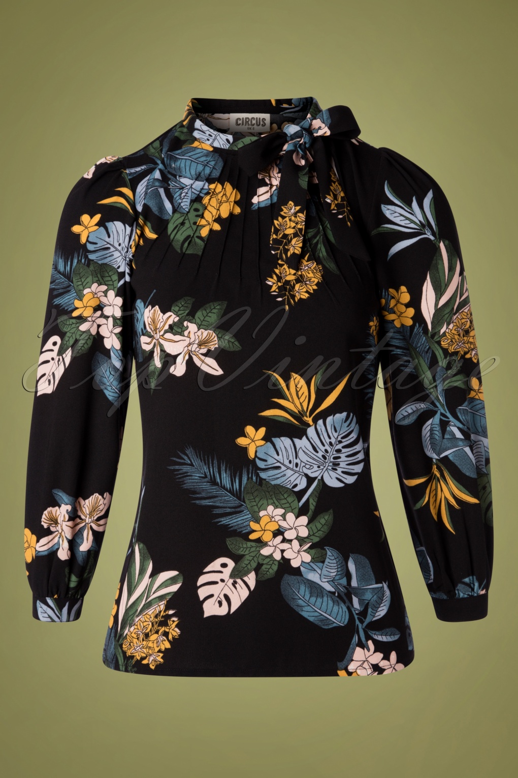 Circus 60s Anna Leaf Blouse in Black | Shop at Topvintage