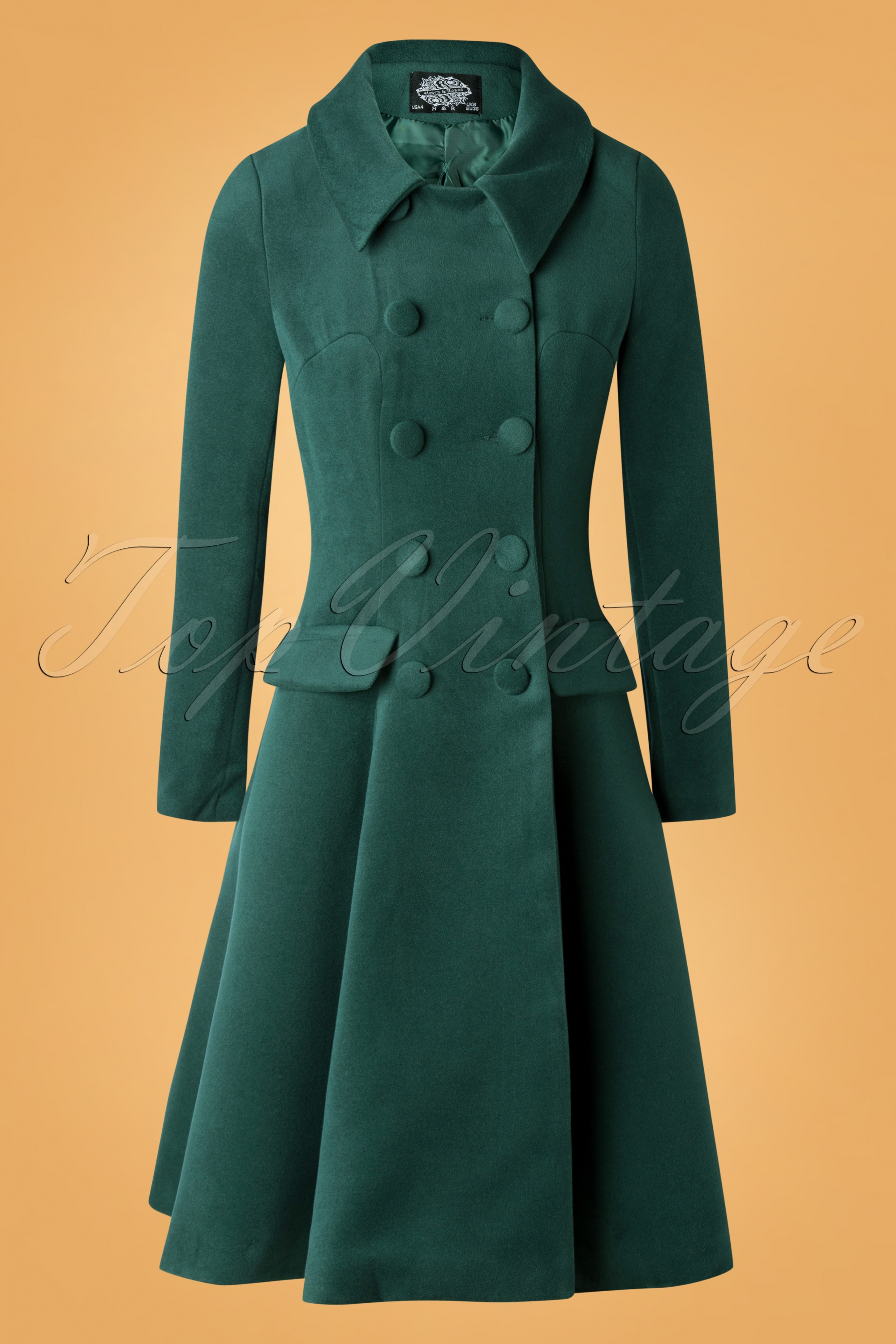 Hearts & Roses 50s Evelyn Swing Coat in Green | Shop at Topvintage