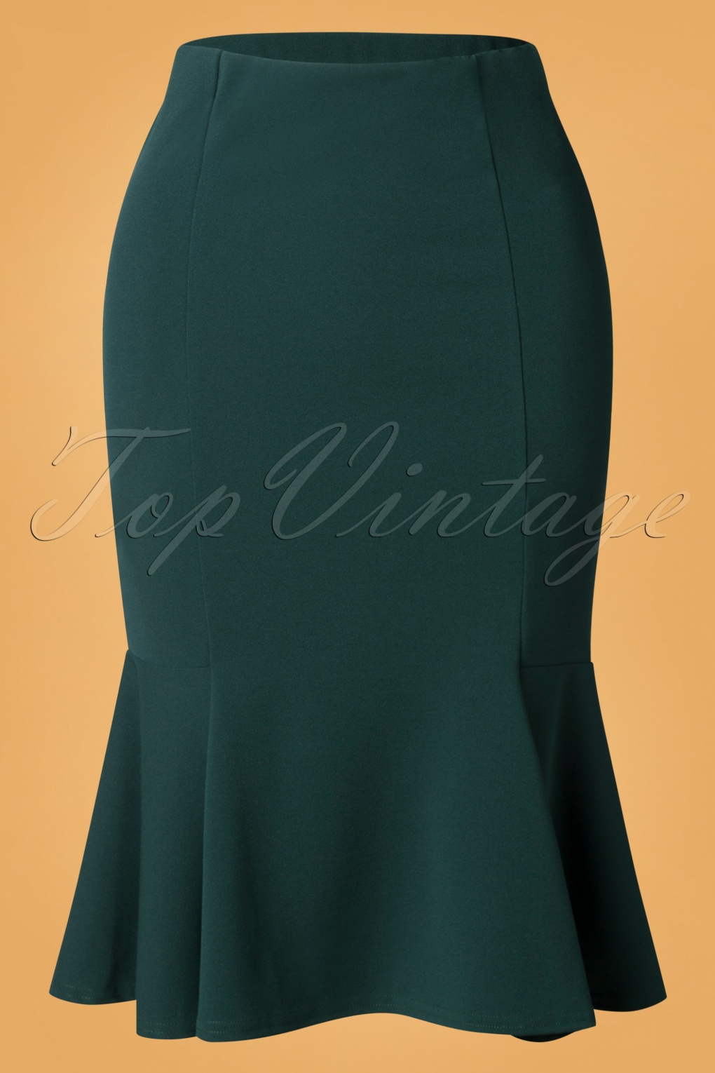 50s Trina Trumpet Pencil Skirt in Forest Green