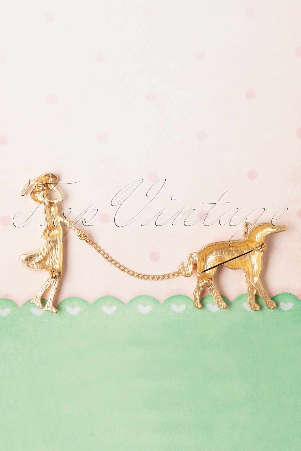 50s Javan Lady and Dog Brooch in Gold