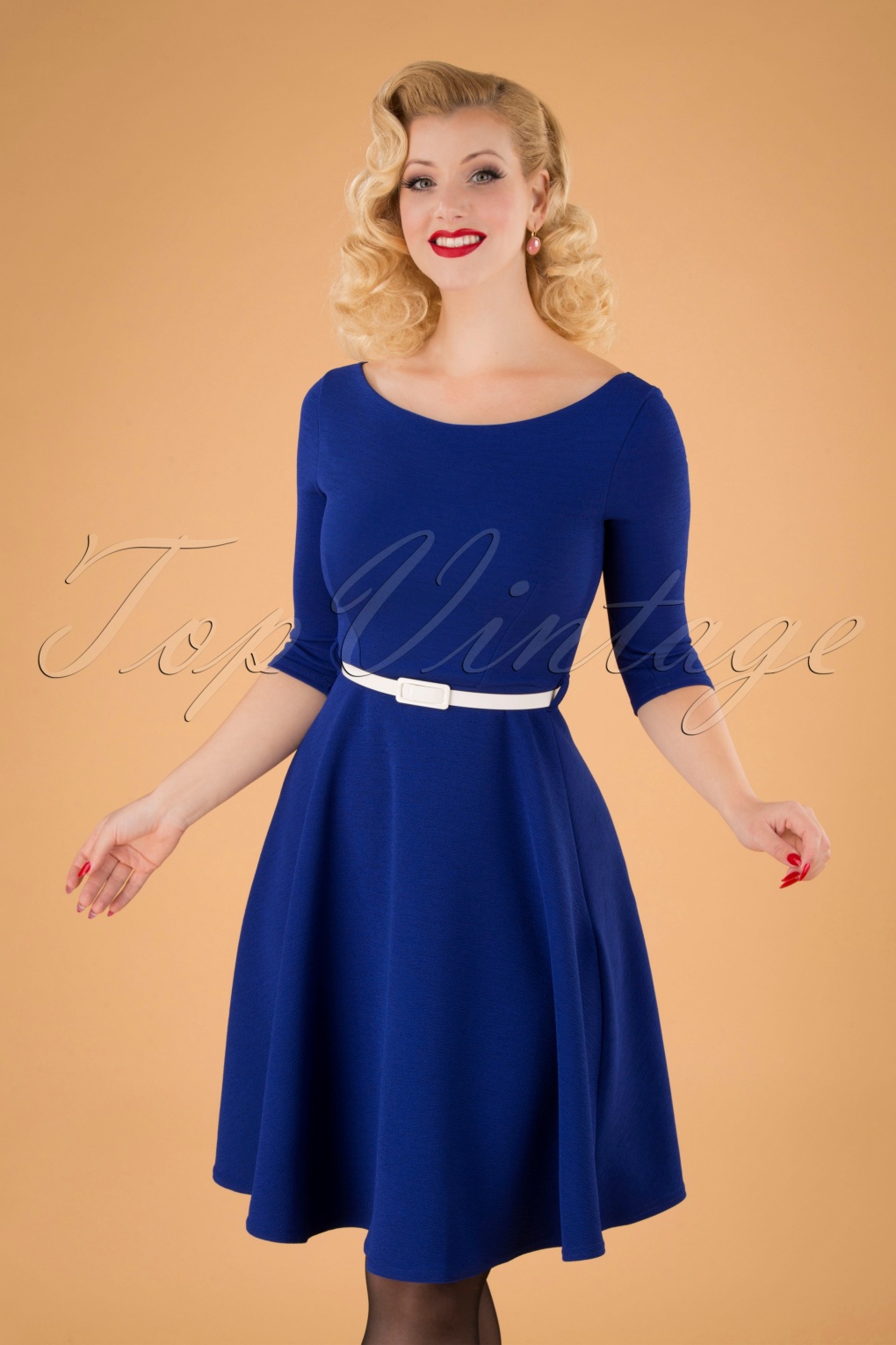 Vintage Chic for Topvintage Arabella swingjurk in koningsblauw | Shop ...