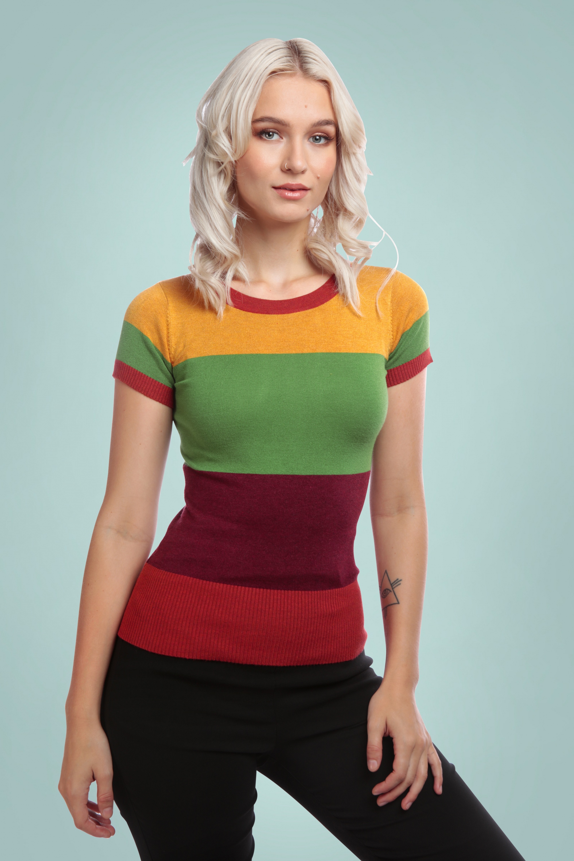 Bright and Beautiful 70s Sydney Striped Jumper in Brown | Shop at ...