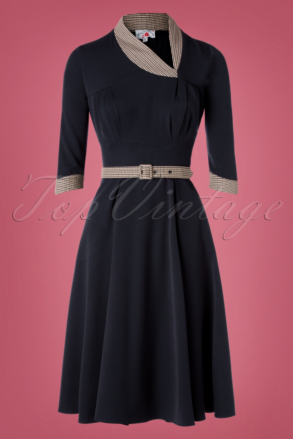 Miss Candyfloss 50s Yedda Swing Dress in Navy | Shop at Topvintage