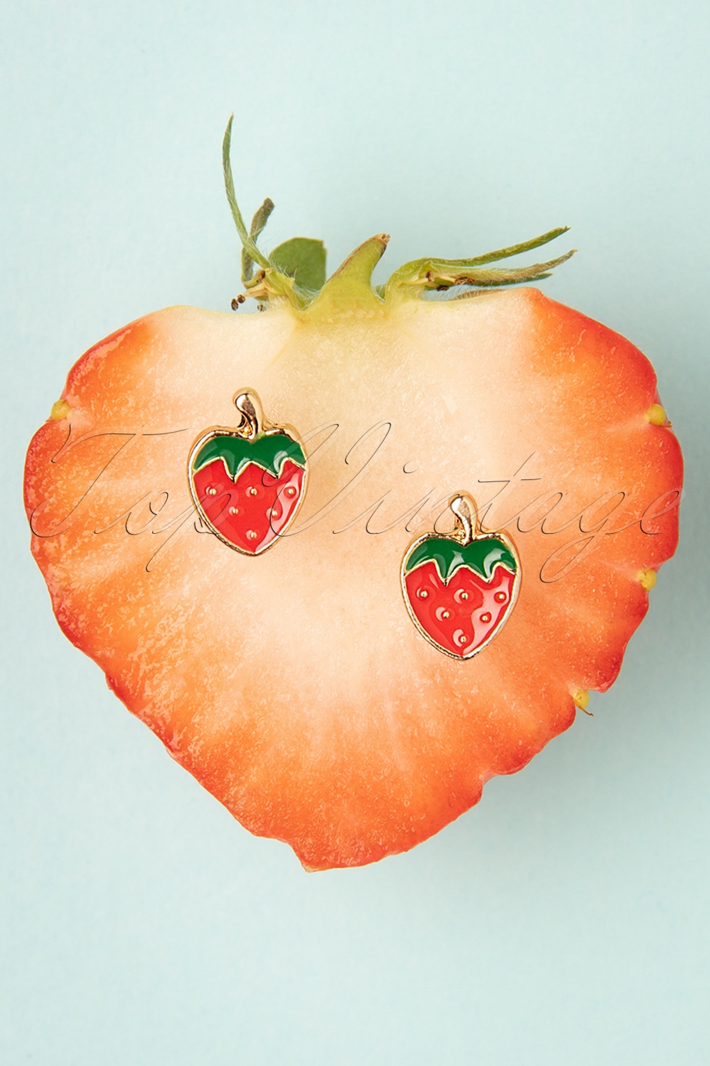 50s Strawberry Stud Earrings in Red